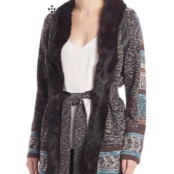 Haute Hippie | Sweaters | Haute Hippie Wool Fur With Leather Trim ...